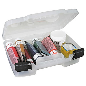ArtBin 6977AB 12 inch Quick View Deep Base Carrying Case, Portable Art & Craft Organizer with Handle, [1] Plastic Storage Case, Translucent