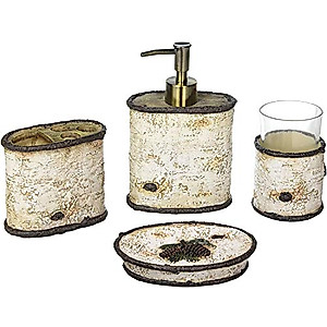 HiEnd Accents Birch Pinecone 4-PC Bath Countertop Accessory Set