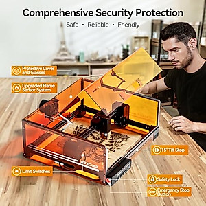 Laser Engraving Machine, Woxcker L2 MAX 5.5W Enclosure Laser Engraver, CNC Engraving Machine 0.01mm High Precision Laser Engraving and Cutting for Wood Metal Glass Suitable for Beginners