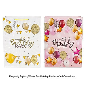 Neatnsharp 17" Large Birthday Gift Bag with Tissue Paper; Gift Bags for Presents - 4 Pack Large Birthday Gift Bags with Handles - (4 Gift Bags, 12 Tissue Paper, 4 Birthday Cards and 4 Envelopes)