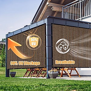 Amagenix 90% Sun Shade Cloth with Grommets, 12' x 16' Pergola Replacement Shade Cover Canopy Privacy Screen for Outdoor Patio Garden, Mocha (We Customized)