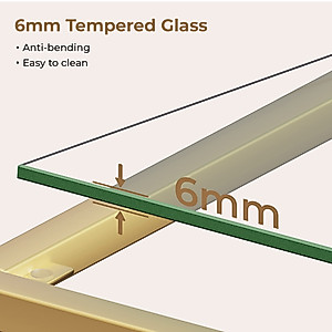 SUPERJARE 70 Inch Console Table with LED Light Strips, Gold Entryway Table with Tempered Glass, Sofa Table, Hallway Table for Entryway, Rubber Pads, for Living Room, Front Door, Gold