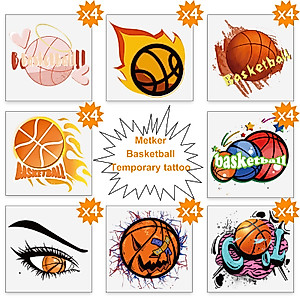 Metker basketball (160 PCS) kids waterproof temporary tattoos,children's temporary tattoo toys,boy face tattoo stickers, boy girl temporary tattoos