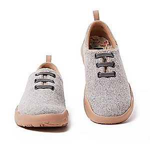 UIN Women's Walking Shoes Slip On Wool Lace-up Casual Lightweight Comfort Fashion Sneaker Segovia Light Grey (9.5)