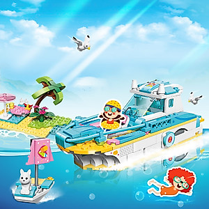 Friends Vacation Tour Building Kit Featuring Beach House, City Ice-Cream Truck, Yacht and Animal Toys, Creative Building Blocks Roleplay Christmas Birthday Gifts for Kids Girls Aged 6-12 (948 Pieces)