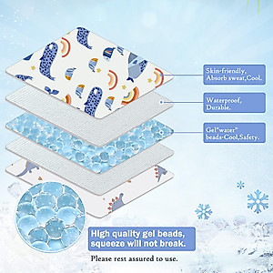 Gel Car Seat Cooler Pad,1 Pack Double Sides-Universal Baby Stroller Ice Cushion Mat,Summer cooling Seat Liner,Multifunctional Suitable for Baby Dining Chair,Child Safety Seat(Whale + Blue Dinosaur)