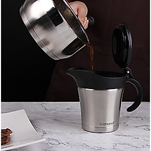 Rorence Stainless Steel Double Insulated Gravy Boat/Sauce Jug 16 Ounce Capacity