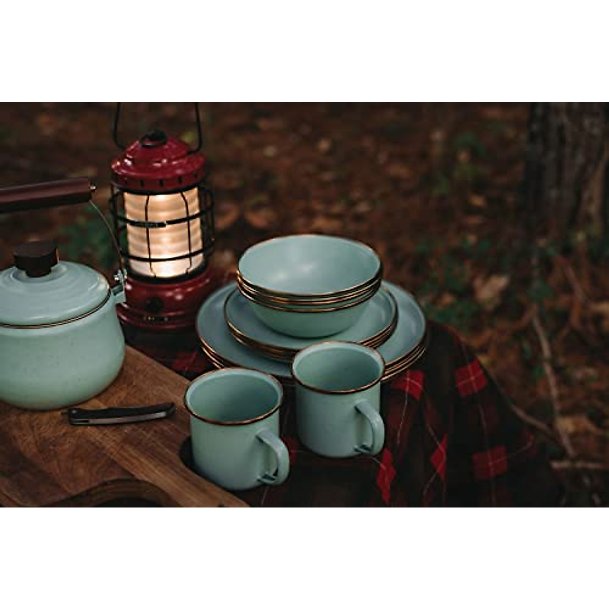 Barebones Enamel Bowls- Dishes Set of 2- Formal Enamel Bowl and Enamelware Set for Camping and Everyday Use- Mint