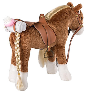 HollyHOME Horse Stuffed Animal Cute Pony Plush Pretend Play Horse Toys for Girls and Horse Lovers 11 inches Brown