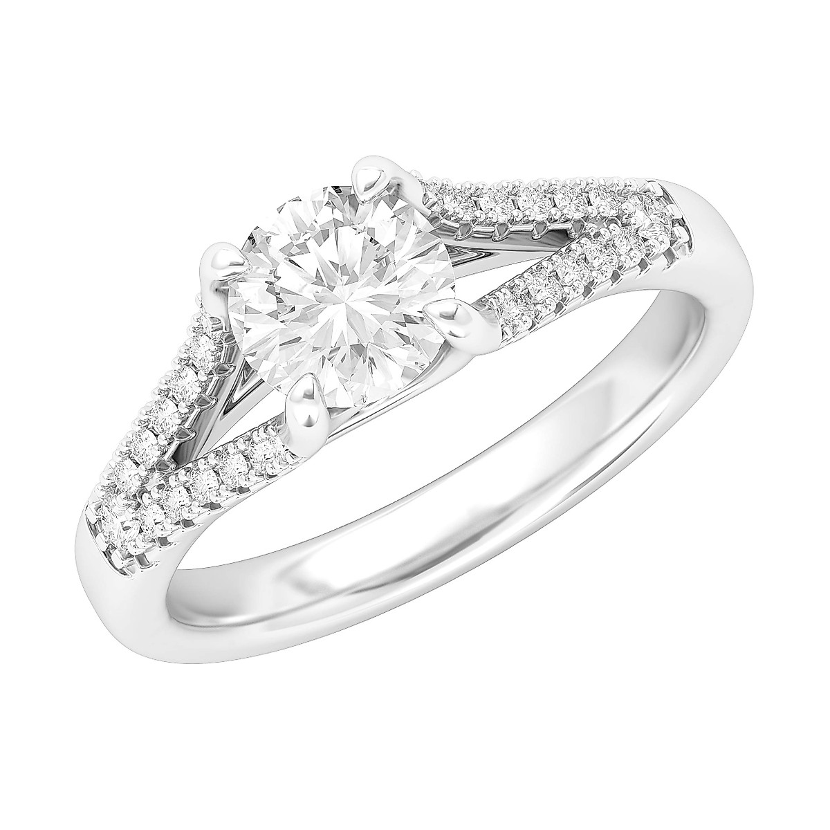 Sterling Silver Split Shank Trellis Simulated 1.0 CT Diamond Engagement Ring Promise Bridal Ring For Women (7.5)