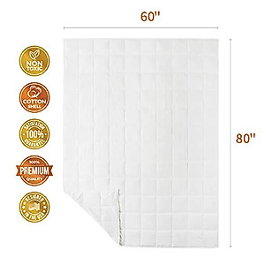 Harmonia Blanket 20 lbs :: Cotton Shell, Glass Bead Fill, 60" x 80", White + Duvet Cover, Weighted Blanket Adult 20 lbs