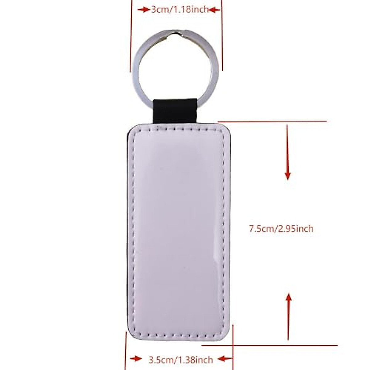 Yongkang 10 Pieces Sublimation Keychain (Blank leather + 7 Colors leather) Both Sides Can Be Sublimated DIY Craft (Rectangles)