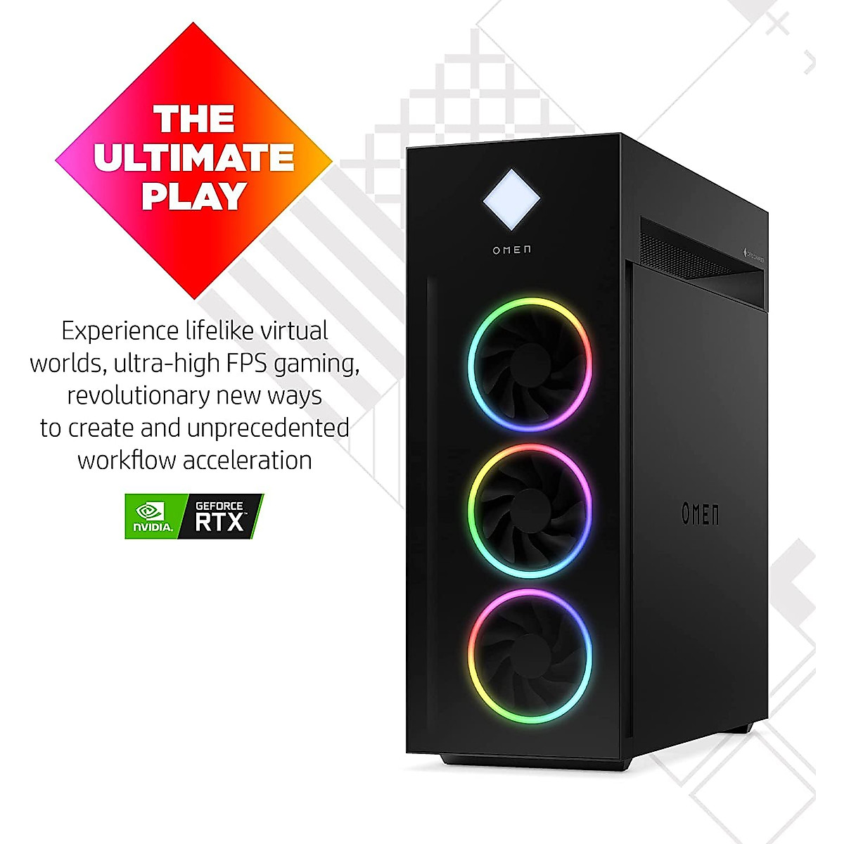 HP OMEN 45L GT22 Gaming Desktop Tower - 13th Gen Intel Core i9-13900K 24-Core up to 5.80 GHz CPU, 64GB DDR5 RAM, 4TB NVMe SSD, GeForce RTX 4070 Ti 12GB GDDR6X, Windows 11 Pro, Jet Black