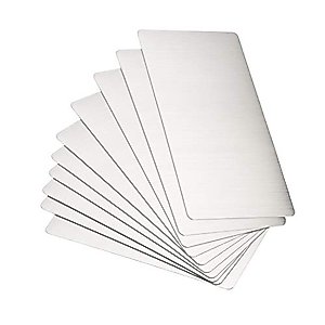 uxcell Blank Metal Card 100x50x0.4mm Brushed 201 Stainless Steel Plate for DIY Laser Printing Engraving Silver Tone 10 Pcs