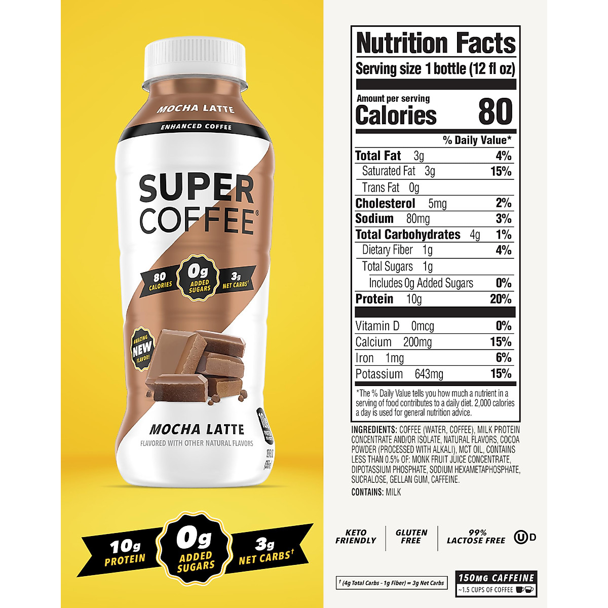 Super Coffee, Iced Keto Coffee (0g Added Sugar, 10g Protein, 80 Calories) [Variety Pack] 12 Fl Oz, 12 Pack | Iced Coffee, Protein Coffee, Coffee Drinks - LactoseFree, SoyFree, GlutenFree