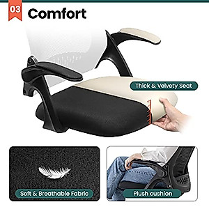 neo chair Office Desk Chair Computer Gaming Chair with Executive Ergonomic Lumbar Back Support Flip-up Padded Armrest Adjustable Height and Wheels for Home or Office (Black)