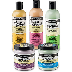 Aunt Jackie's Curls and Coils In Control Anti-Poof Moisturizing and Softening Hair Conditioner for Natual Curls, Enriched with shea Butter, 18 oz