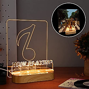 Light up Now Playing Vinyl Record Stand, YuanDian Now Spinning Record Stand, Wooden Acrylic Holder for Vinyl Album Display and Storage with Warm White Color Lights, Vinyl Record LED Display Storage Collection Holder with USB Powered.