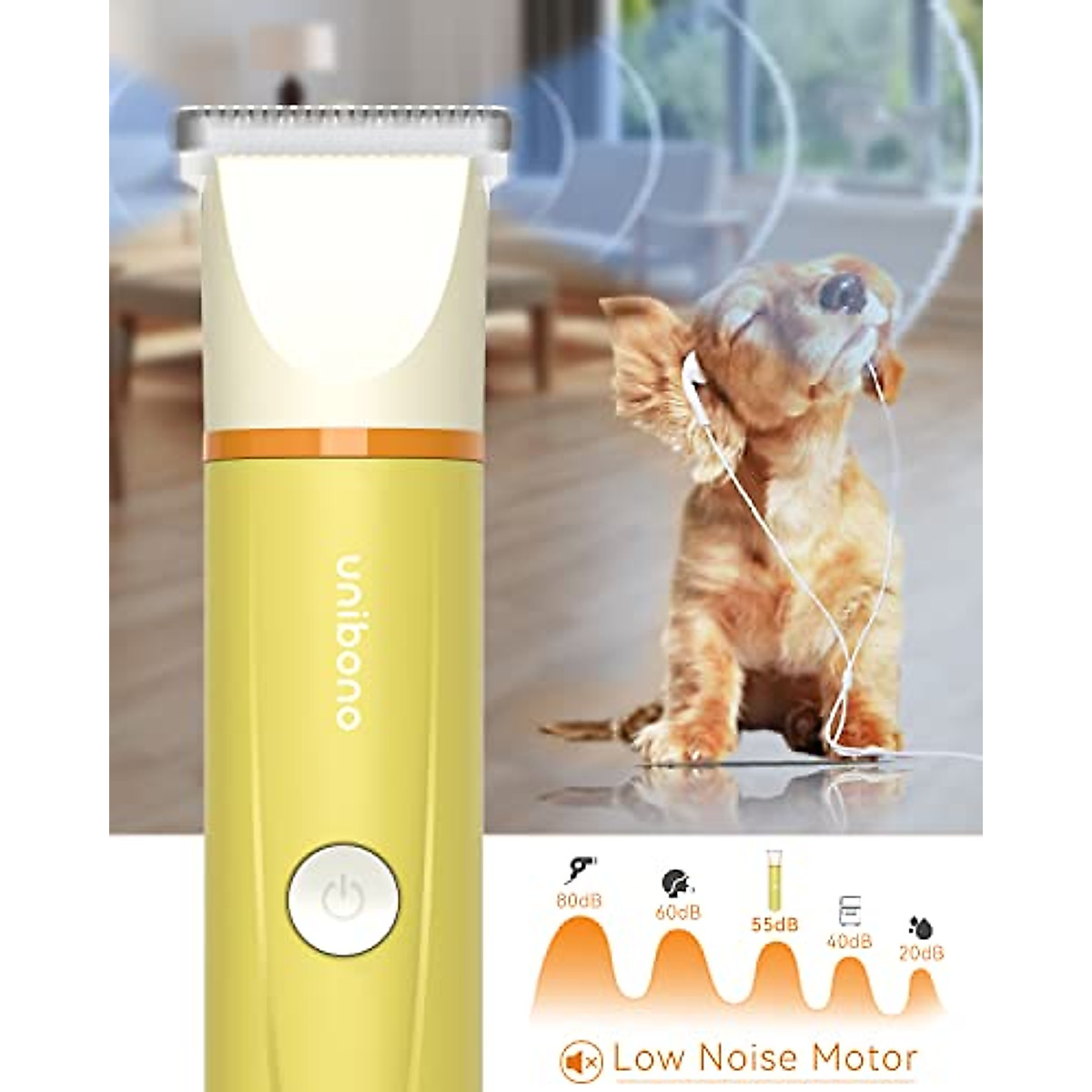 unibono Small Dog Cat Grooming Kit, All-in-One Low Noise Paw Trimmer Electric Puppy Hair Clippers Rechargeable Cordless IPx7 Waterproof Claw Trimmer Shaver Nail Grinder for Small to Medium Pet