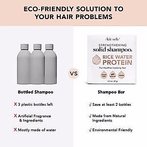 Kitsch Hair Growth | Rice Shampoo Bar for Strengthening | Helps Dry Hair | Made in US | All Natural | Moisturizing | Vegan Solid Shampoo Bar for Hair | Rice Water Shampoo Bar | Zero Waste, 3.2 oz