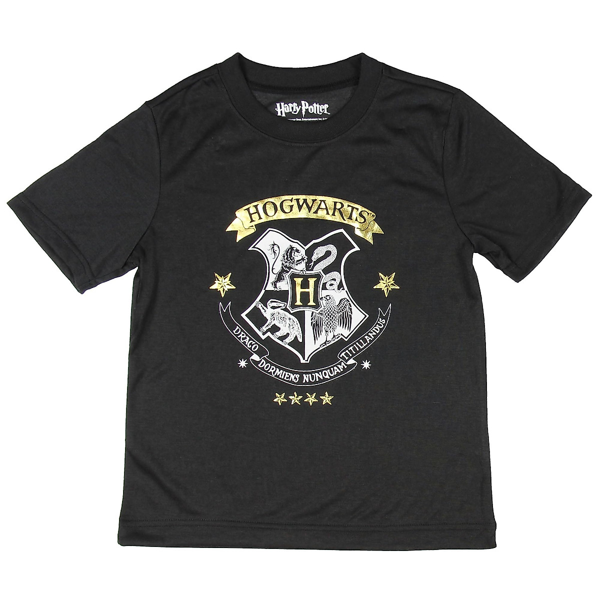 Harry Potter Boys Little Hogwarts Wizard Crest Pajama Short Set, Black 6/7