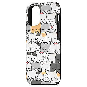 iPhone 13 Pro Cat Paws Cute Cats Cartoon Doodle Girl Pattern fun for Women Case