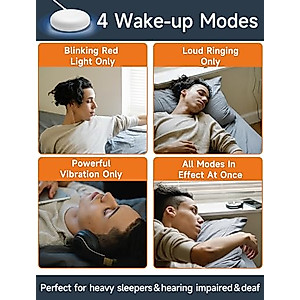 Cadmos Extra Loud Vibrating Alarm Clock with Bed Shaker for Heavy Sleepers,Hearing Impaired Deaf,Adjustable Volume,Dimmer,Large LED Digital with RGB Night Light for Bedrooms,Kids,Teens(Black)