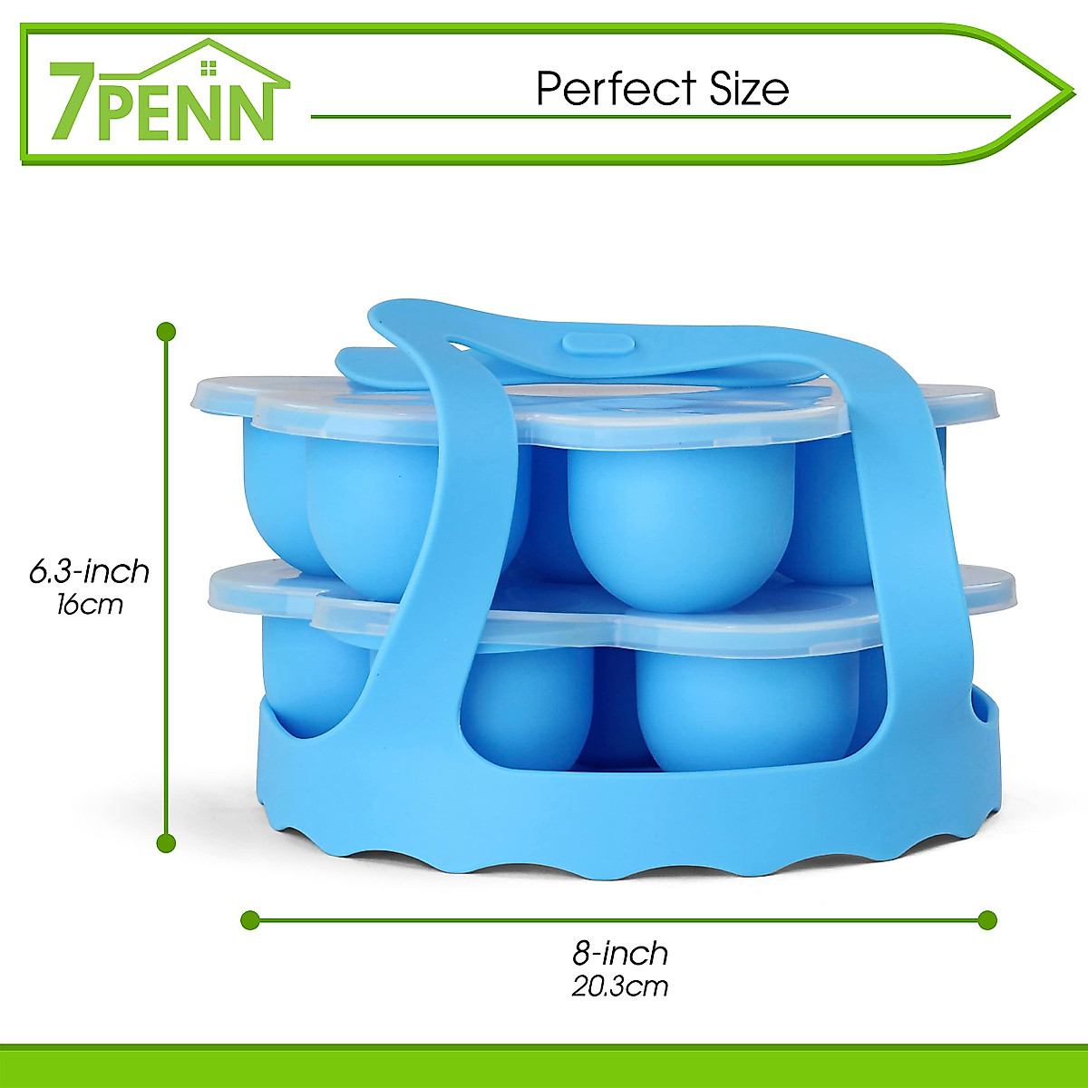 7Penn Silicone Egg Bite Molds Compatible with Instant Pot - 2-Pack Sous Vide Egg Bite Maker Accessory and Lifting Sling