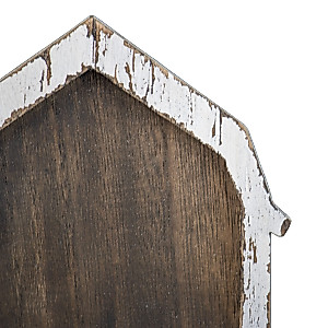 Foreside Home & Garden White Rustic Antique Wood Barn Shaped Decorative Storage Trinket Tray