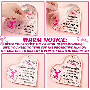 Tatuo Cheer Coach Gift Acrylic Sign Cheerleading Coach Appreciation Gift Office Desk Decor Thank You Present for Birthday Graduation End of Season Senior Retirement (Pink Cheer)