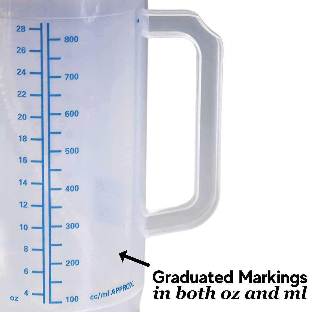 Vakly Hospital Carafe Insulated Double-Walled Water Bottle Thermos – 32 oz capacity (Graduated up to 28 oz) Hot and Cold Refillable – With Flexible Straw and Pouring/Sipping Spout (32 OZ [1 Pack])