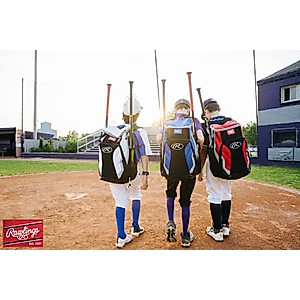 Rawlings R500 Series Baseball/Softball Backpack, Scarlet, 17.5˝ H x 15.5˝ W x 8.5˝ D