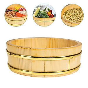 DOITOOL Sushi Box Wooden Sushi Rice Bowl Hangiri Sushi Rice Mixing Tub Wooden Sushi Barrel Japanese Sushi Rice Storage Bucket for Home Restaurant Wooden Bucket