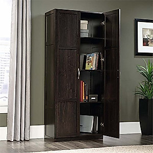 Sauder Homeplus Base Cabinet, Dakota Oak Finish & 419496 Miscellaneous Storage Storage Cabinet, L: 29.375" x W: 16.125" x H: 71.125", Cinnamon Cherry Finish