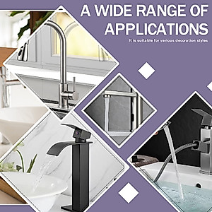 Litoexpe 6 Inch Sink Hole Cover Deck Plate for Bathroom or Kitchen Faucet 1-3 Hole, Matte Black Stainless Steel Sink Hole Escutcheon Plate