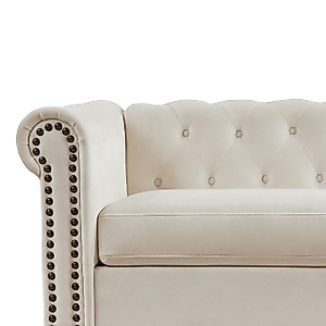 LKTART Modern Sofa Couch Upholstered Comfy Sofa Tufted Couch with Deep Seats, Chesterfield 3 Seater Sofa with 2 Pillows for Living Room Apartment Office Lounge White