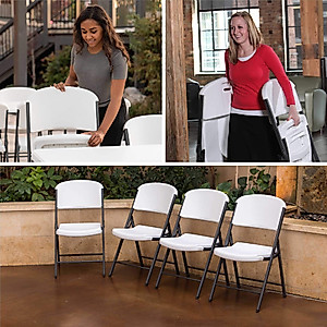 LIFETIME 80747 Commercial Grade Folding Chairs, 6 Pack, White Granite