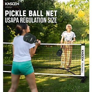 Kascen Pickleball Net - 22 FT Regulation Size Portable Pickleball Net System, Pickle Ball Net with Exclusive Ball Holder, 4 Pickleballs & Carry Bag, Pickle Ball Net for Outdoor Indoor Driveway