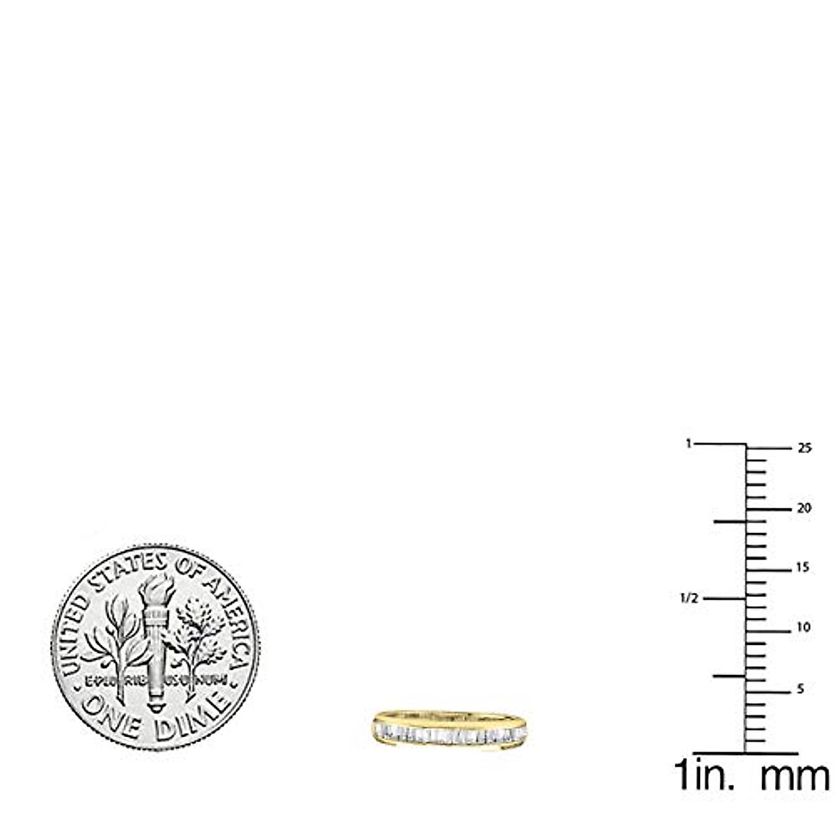 Dazzlingrock Collection 0.13 Carat (ctw) 14K Baguette Cut Diamond Ladies Wedding Band Stackable Anniversary Ring, Yellow Gold, Size 8