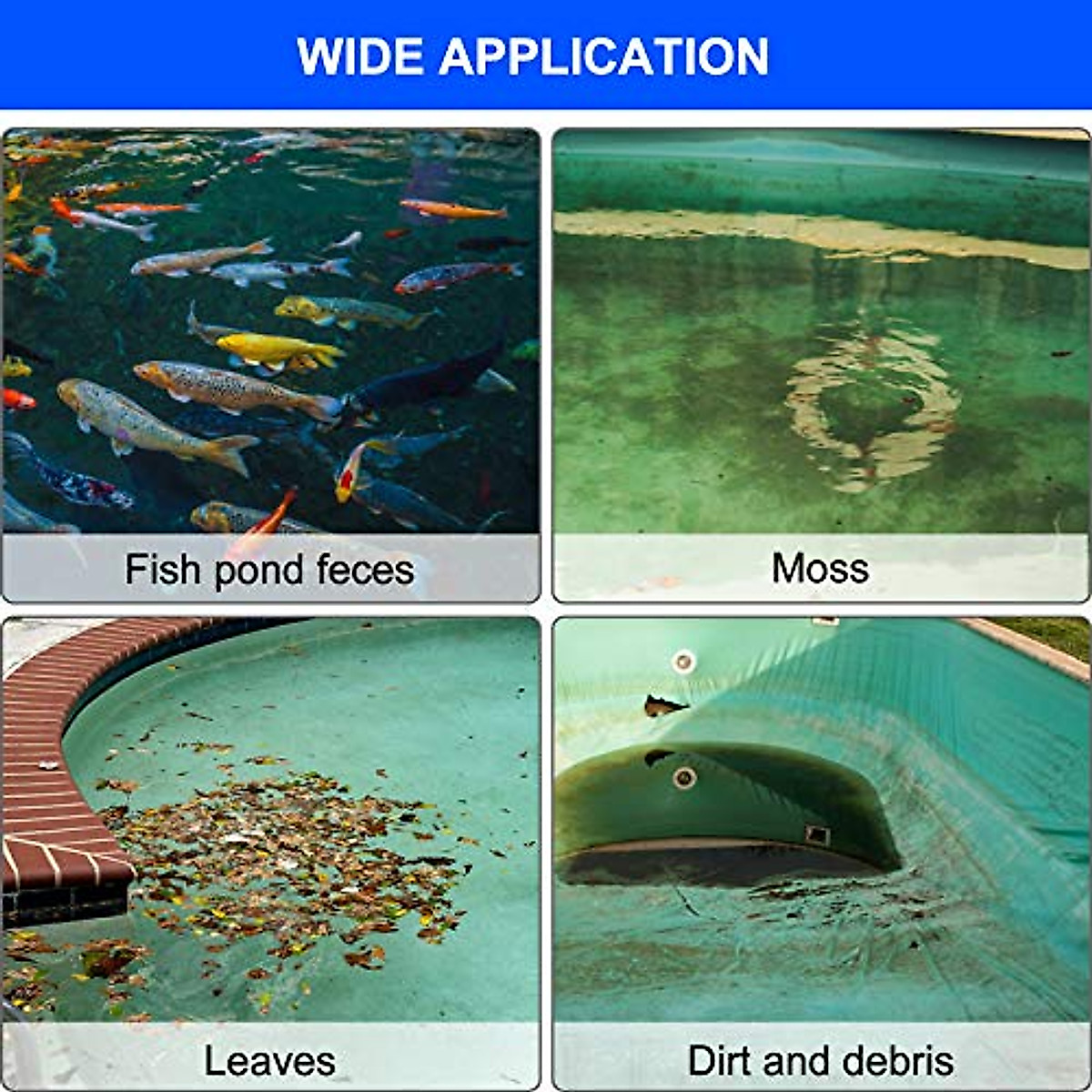 CKE Upgraded 14" Wide Portable Pool Spa Jet Vacuum Cleaner Head w/ Scrub Brushes, Leaf Bag and EZ Clip for for Above Ground Pools, Spas, Ponds, Inflatable Pools, Jacuzzi Tub-Attaches to Garden Hose