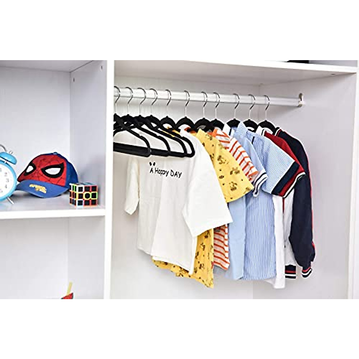 Quality Kids Children's Plastic Non Velvet Non-Flocked Thin Compact Shirt and Skirt/Pant Bundle Coat Hangers with Metal Clips for Skirts Pants Blouses 360° Swivel Hook, Jacket, Shirt, Pants,