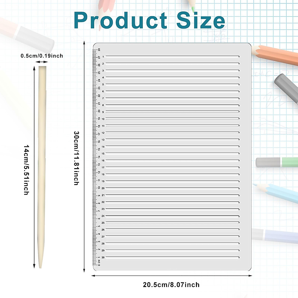 Line Stencil Straight Line Stencil 0.35inch Spacing Line Plastic Writing Guide Template Line Drawing Stencil Template for Journaling Scale Writing Ruler for Paper Card Aids