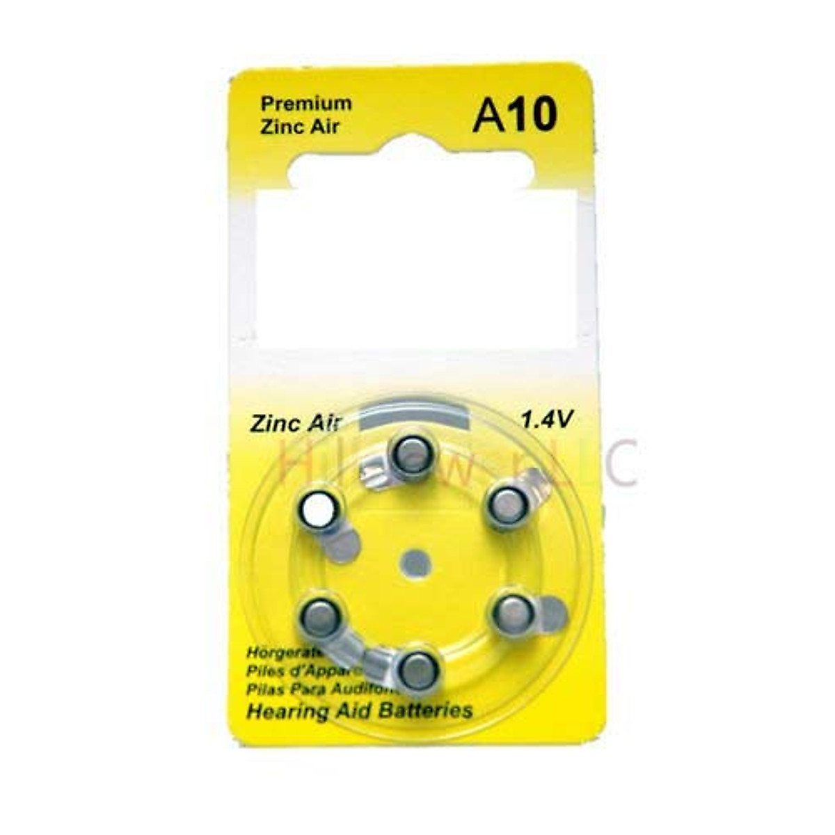 Hillflower 6 Pieces A10 Size 10 10A PR70 Card 1.45V Heavy Duty Long Duration Hearing Aid Zinc Air Battery