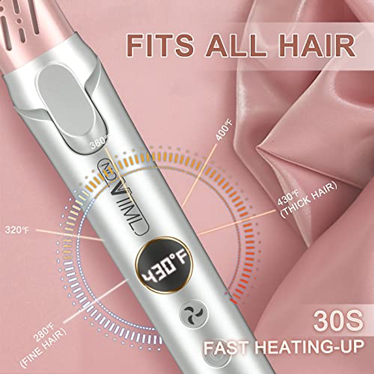 Hair Straightener and Curler 2 in 1: NOVIIML Curling Iron with 360° Airflow Styler Tech, 1 inch Professional Flat Iron with Tourmaline Ceramic, Straightening Iron with 5 Temp Settings Dual Voltage