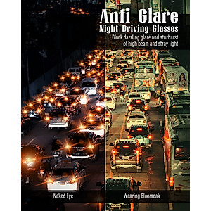 B BLOOMOAK Night Driving Glasses, Polarized Sports Night Vision Glasses - Anti glare, UV 400 Protection, Ultra Light(Yellow)