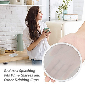 Stainless Steel Drink Covers Wine Glass Cover Keeps Debris Out Cup Covers Wine Glass Lid Mesh Ventilated Discs for Beverage Cover Outdoors Ventilation Reducing Splashing (6 Pieces)