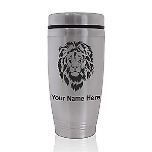 SkunkWerkz Commuter Travel Mug, Lion Head, Personalized Engraving Included