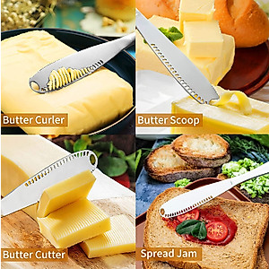 Lazooy 5 Pack Butter Spreader Knife with Holes Butter Knives & Picks Stainless-Steel Butterknives Silverware Table Dinner Knifes for Cold Butter Dessert Meat