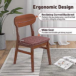 Giantex Wooden Dining Chairs Set of 2 Walnut, Farmhouse Kitchen Chairs with Padded Seat, Rubber Wood Frame, Armless Mid-Century Dining Room Chair with Curved Back, Walnut