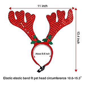 Christmas Dog Elk Reindeer Antler Headband Red Xmas Pet Costume Headwear Adjustable Accessories for Small Medium Dog Puppy